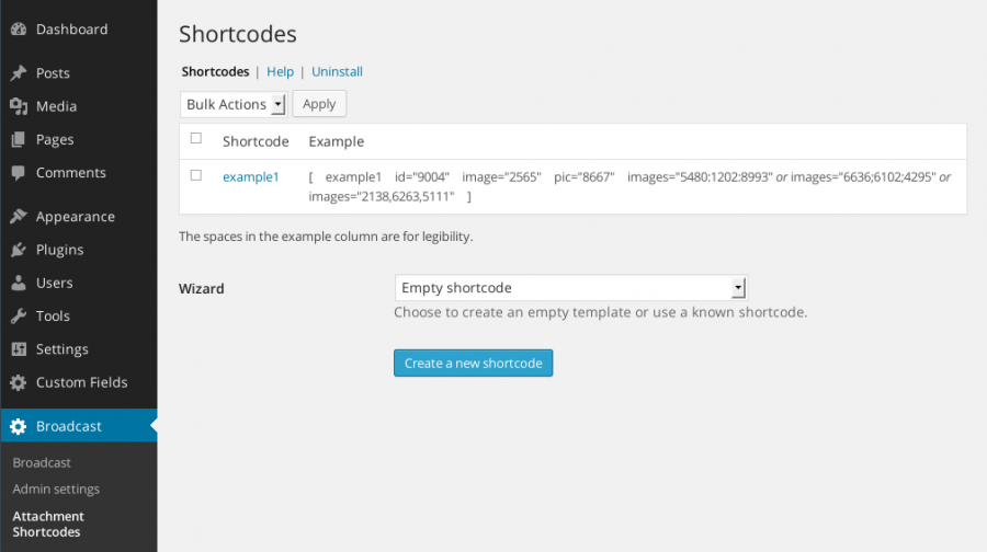 Attachment Shortcodes | Broadcast